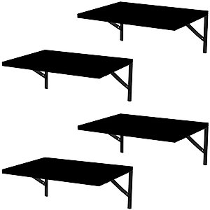 Deep Floating Shelves for Wall 4 Sets, 12 Inch Deep Floating Shelves Black, Wide Floating Shelves Wood Wall Mounted, Large Floating Wall Shelves for Bathroom, Bedroom, Kitchen, Living Room, Office