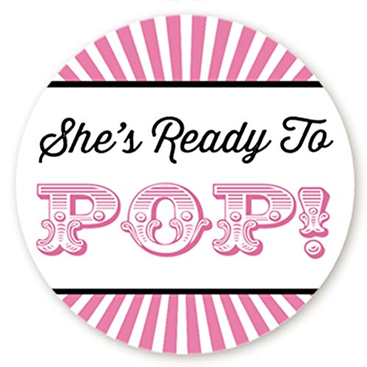 Pink Ready to Pop Baby Shower Stickers | 36 Matte Stickers | 2 Inches Round | Ready to Pop Baby Shower Labels