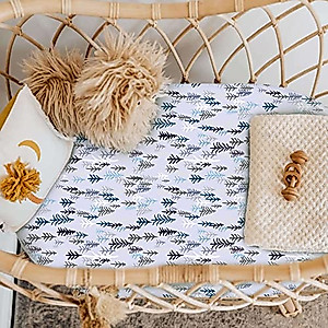 Baby Bassinet Sheet for Boys and Girls, Cradle Mattress Sheet, Polyester Baby Bedside Cover, Universal for Rectangle, Oval, Hourglass Bassinet Mattress, Soft & Breathable, 2 Pack, Mountain & Pine