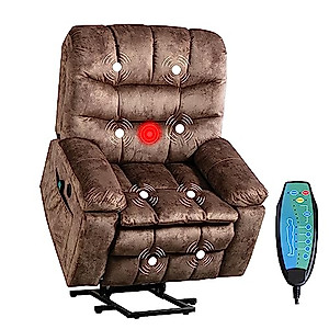 Phoenix Home Large Power Lift Chair with Massage and Heat for Elderly Recliner, Brown