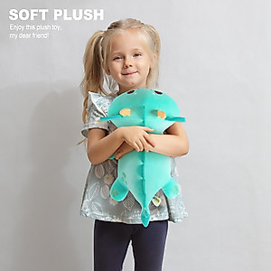 Onsoyours Chubby Dragon Stuffed Animal Adorable Plushies Soft Huggable Plush Pillow Kawaii Cute Dragon Plushie Toy for Kids (Cyan Dragon, 10")