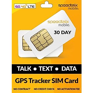 $5 Prepaid GSM Sim Card for GPS Tracking Pet Senior Kid Child Car Smart Watch Devices Locators 30-Day Wireless Service