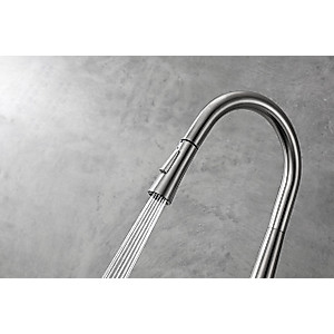 Elegant Slimmed Pull-Out Kitchen Faucet of 18" Height for Island & Laundry Sink with 360° Rotating Spout, Rust-Resistant, Single Lever and Lead-Free (Chrome)