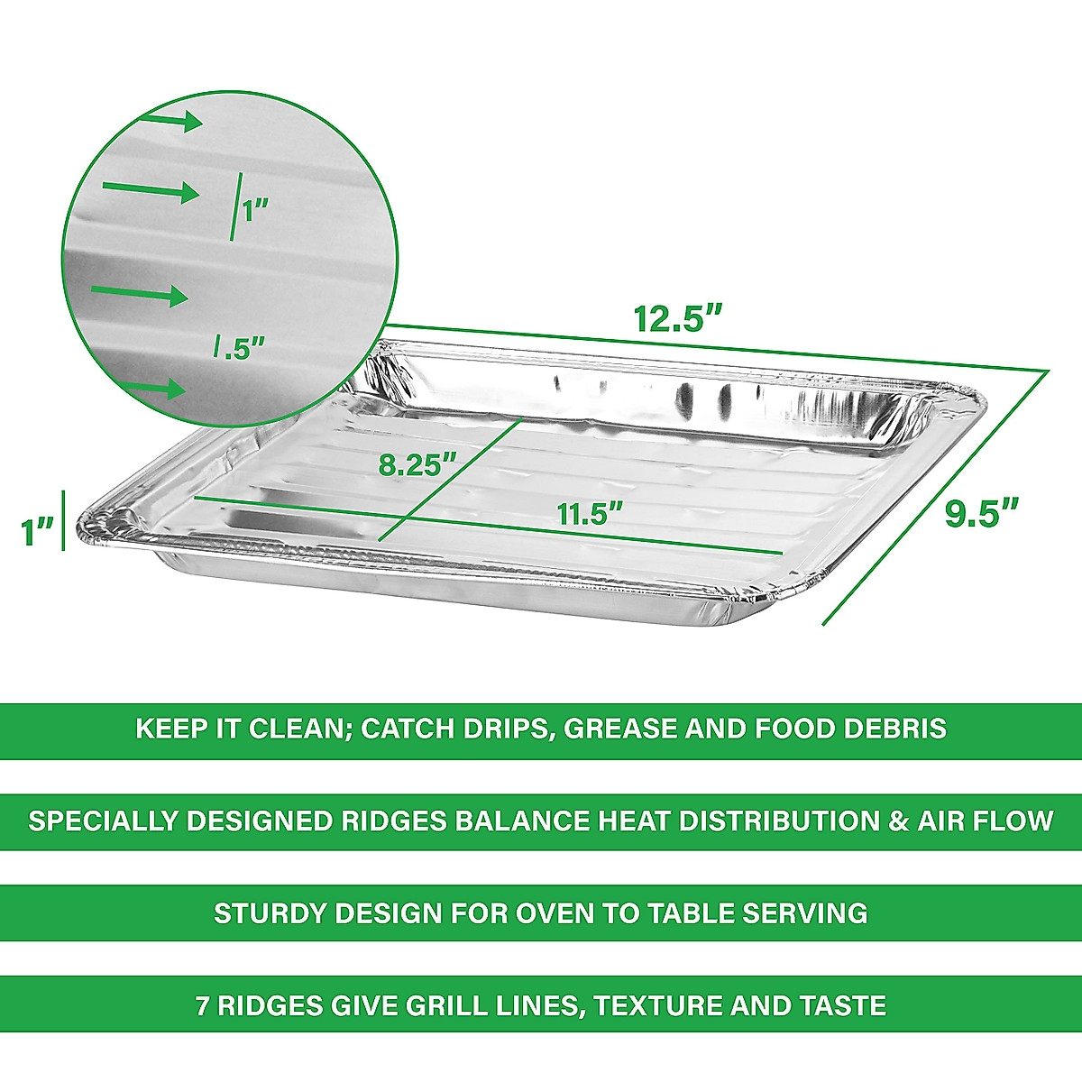 Party Bargains Aluminum Broiler Pans - 12 Pack, Heavy-Duty Disposable Grill Pans for Cooking, Roasting, BBQ, Picnic - (Max 240°C)