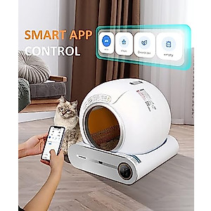 Self Cleaning Cat Litter Box, Automatic Cat Litter Box with APP Control, Works with Any Clumping Litter, Large Capacity/Isolation Odor/Safe Alert/Smart Health Monitor for Multiple Cats