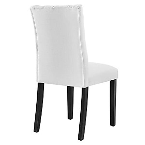 Modway Duchess Modern Tufted Button Upholstered Fabric Parsons Two Dining Chairs in White