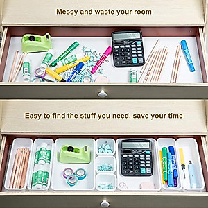 BYCY 32 PCS Drawer Organizers Office Interlocking Drawer Organizers Tray Dividers Storage Bins(32 Pack)