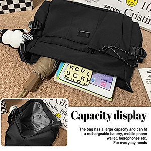 JELLYEA Cute Kawaii Messenger Bag Crossbody Purses for Women Men Shoulder Bags with with Pendant Aesthetic Bag Kawaii Bag Satchel (White)