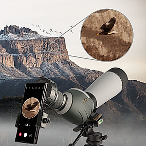 LANDOVE 20-60X80 Spotting Scopes, Dual Focus BAK4 HD Optics Spotting Scope with Carrying Bag and Large Phone Adapter for Hunting, Target Shooting, Archery, Bird Watching Bonus a Table Tripod