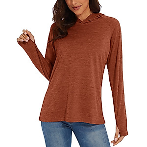 MAGCOMSEN Fishing Shirts for Lady Long Sleeve Shirts Womens Athletic Shirts Running Shirts Dry Fast Summer Workout T Shirt Hiking Shirts Sunscreen Shirts Dark Orange