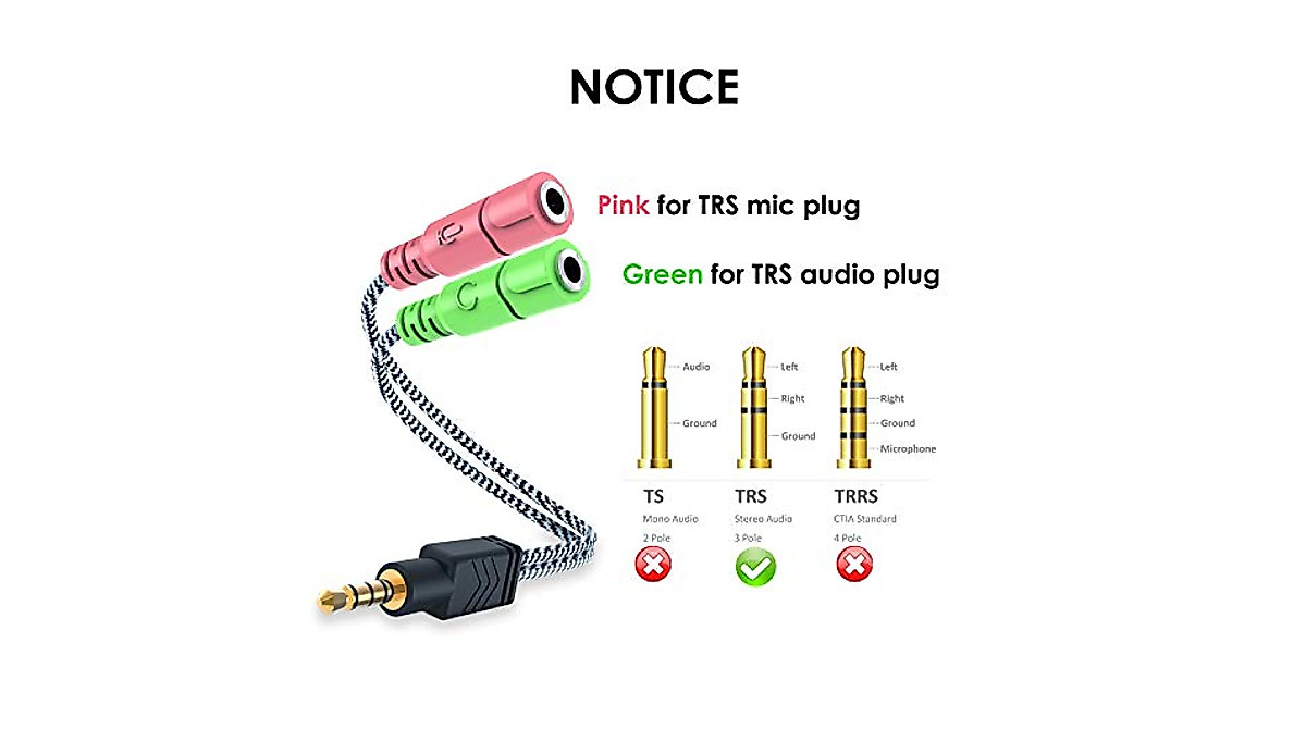 MillSO Headphone Mic Splitter for Gaming & Devices