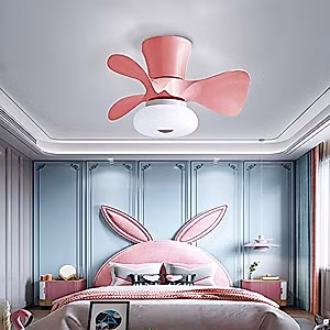 YUEGOO Kids Bedroom Ceiling Fan with Light Reversible with Remote Control 6 Speeds Led Dimmable Fan Ceiling Light 64W with Timer Modern Quiet Ceiling Fan Light