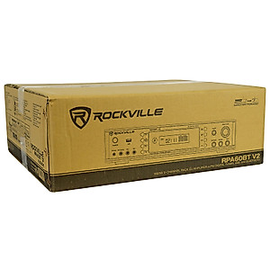 Rockville RPA60BT V2 1000 Watt 2-Ch USB Bluetooth DJ/Pro/Karaoke Amplifier Mixer, Black