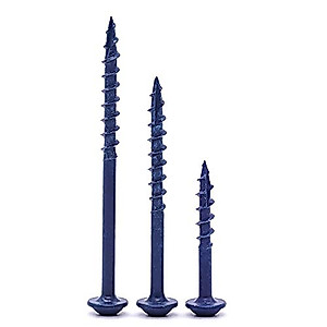 #8 x 2 Pocket Screws Square Drive Washer Head Self Tapping Screws Wood Screws, Blue-Kote Finish, Coarse Thread, Pack of 100