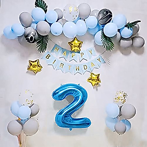 2 Number Balloon Blue Big Number Balloons 40 Inch kit for Happy Birthday Party Decorations Foil Mylar Helium Baby Shower
