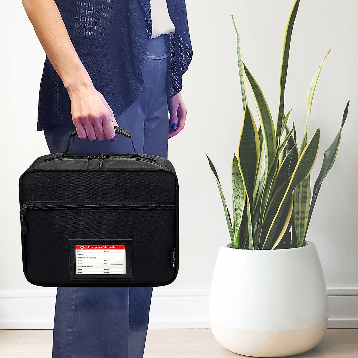 StarPlus2 Select Large Pill Bottle Organizer with Pill Cutter, Medicine Bag, Case, Carrier for Medications, Vitamins, and Medical Supplies with Fixed Pockets – for Home Storage and Travel - Purple