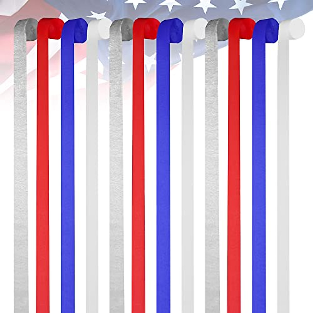 10 Rolls Patriotic Decorations Crepe Paper Streamers, 4th of July Streamers, 810-Feet Red White Blue Hanging Party Decoration, No Accidental Rips Crepe Paper for Independence Day Memorial