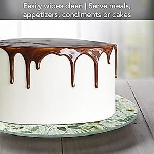 CounterArt Green Fields 4mm Heat Tolerant Tempered Glass Lazy Susan Turntable 13" Diameter Cake Plate Condiment Caddy Pizza Server