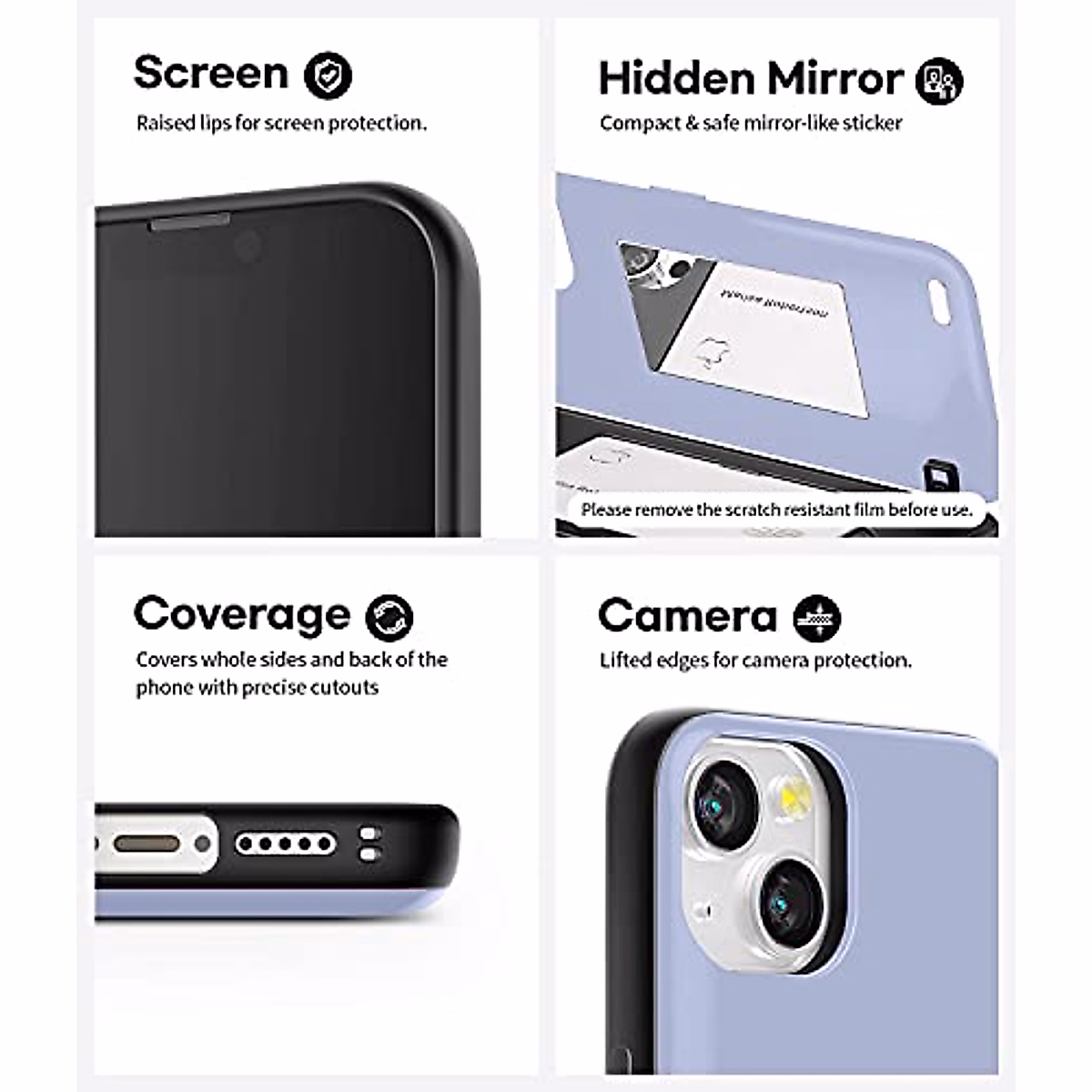 GOOSPERY Magnetic Door Bumper Compatible with iPhone 13 Case, Card Holder Wallet Case, Easy Magnet Auto Closing Protective Dual Layer Sturdy Phone Back Cover, Lilac Purple