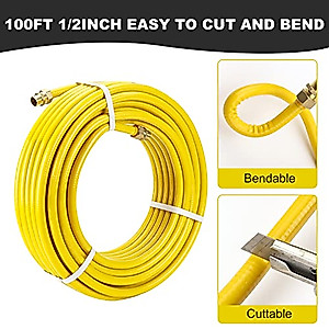 100FT 1/2" CSST Gas Line 1/2in Natural Flexible Gas Line with 2 Male Adapter Fittings, CSST Corrugated Stainless Steel Gas Tubing Pipe Kit for Stove Dryer Heater Gas Propane (100FT)