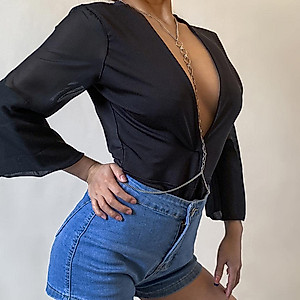 Jerany Silver Body Chain Sexy Crossover Thin Bra Waist Belly Body Bikini Chains Beach Body Necklace Jewelry Nightclub for Women (Silver)