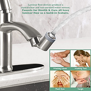 720° Faucet Aerator, 3-function Bathroom Faucet Aerator, Swivel Sink Aerator Head, Kitchen Sink Faucet Head,Faucet Sprayer Attachment 55/64-27UNS Female Thread, Faucet Nozzle Brushed Nickel