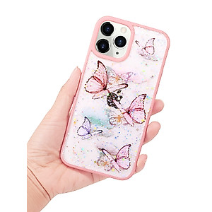 MUNDULEA Compatible with iPhone 13 Mini case Butterfly Clear Bling Women Girl Cute Soft TPU Fashion Cover for iPhone 13 Mini (Butterfly Pink)