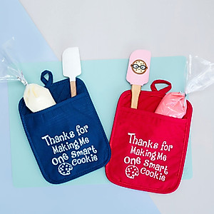 Teachers Gift for Women, Appreciation Week Pot Holder, One Smart Cookie Thank You Present Potholder - Set of 2 Blue