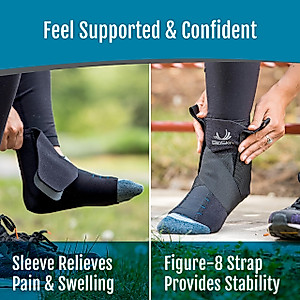 BioSkin Ankle Compression Brace - Ankle Wrap for Sprained Ankle, Post Injury Ankle Brace, Ankle Support Brace for Women and Men, Swollen Feet Relief, HSA or FSA Eligible