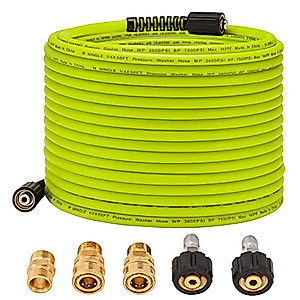 M MINGLE Pressure Washer Hose 50 FT x 1/4" - Replacement Power Wash Hose with Quick Connect Kits - High Pressure Hose with M22 14mm Fittings - 3600PSI