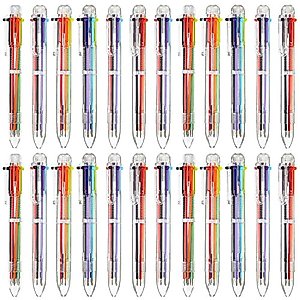Hicarer 20 Pack 6-in-1 Retractable Ballpoint Pens 6-Color Ballpoint Pen Multicolor Pens for Office School Supplies Students Children Gift