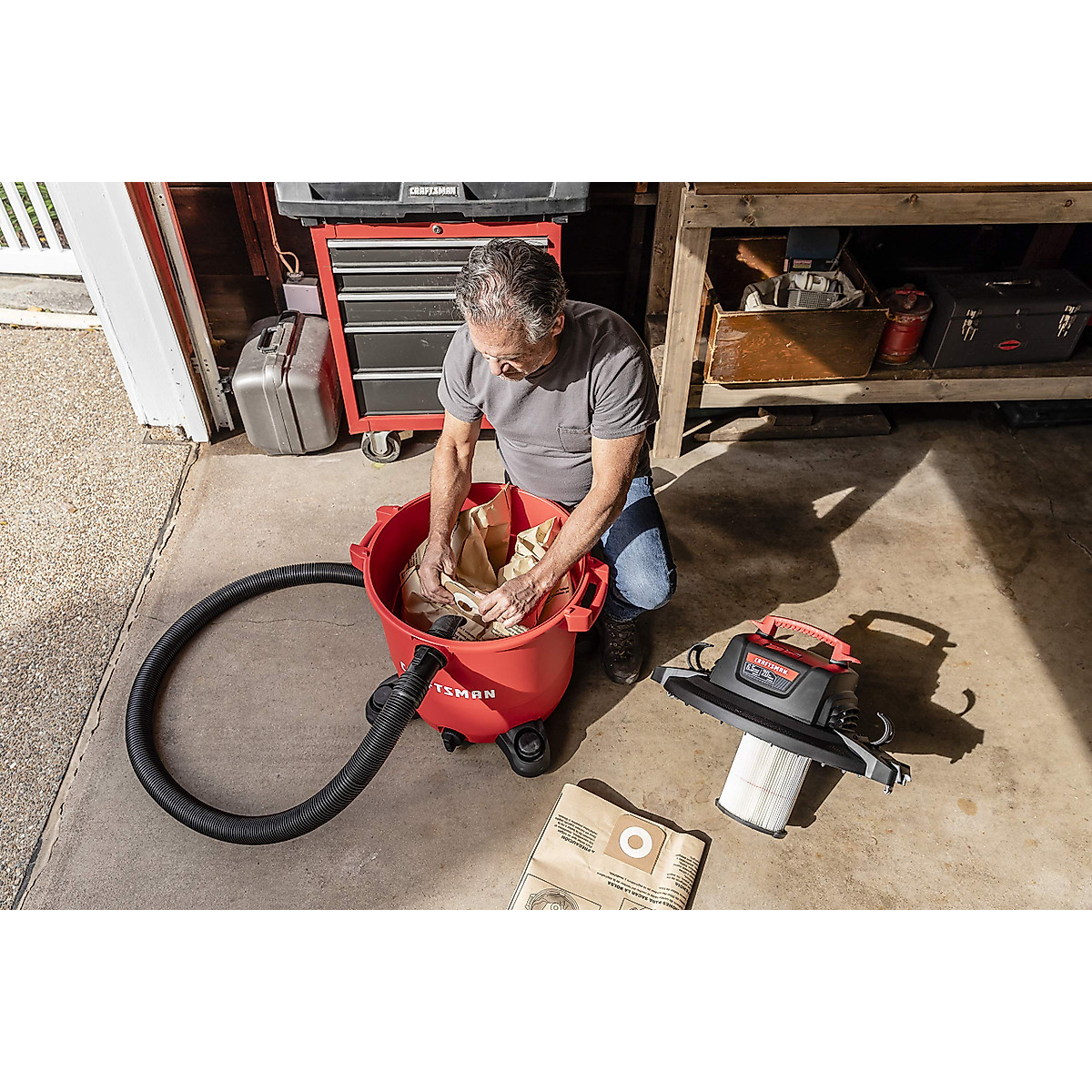 CRAFTSMAN CMXEVBE17596 20 Gallon 6.5 Peak HP Wet/Dry Vac, Heavy-Duty Shop Vacuum with 20-Foot Hose Kit and General Purpose Filter