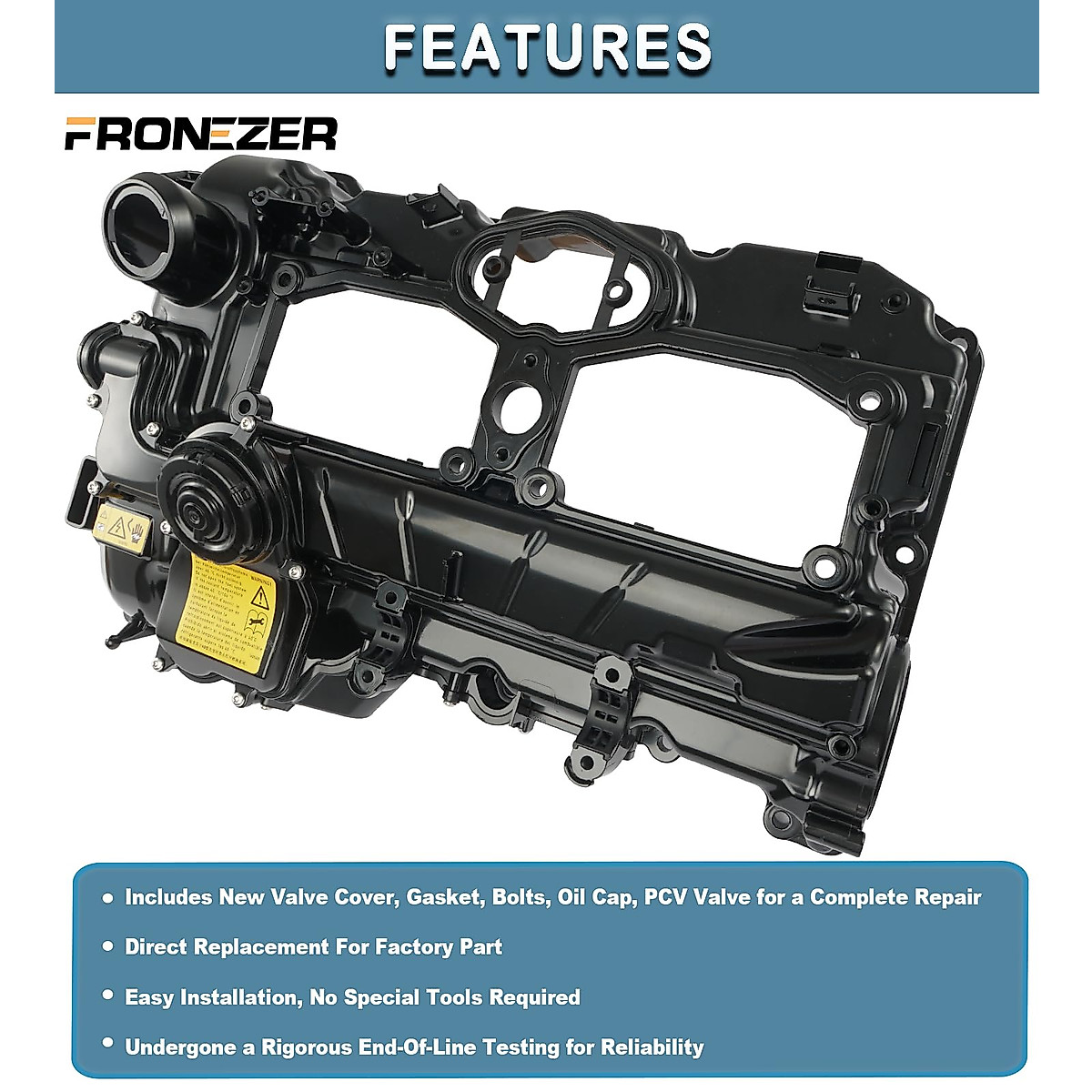 Upgrade Black Aluminum N20 Engine Valve Cover Kit with Gasket, Bolts & Oil Cap Compatible with 2012-2018 BMW 228i 320i 328i 328i GT xDrive 428i 528i X1 X3 X4 X5 Z4 2.0L Replaces 11127588412 264-517