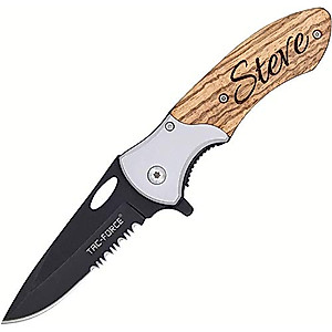 Palmetto Wood Shop Personalized Valentines Day Gift For Him, Laser Engraved TF876 Pocket Knife, Gifts for Dad Christmas, Groomsmen Gift