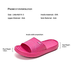 FUNKYMONKEY Unisex-Child Shower Slides, Slip On Water Shoes for Boys and Girls (1 Little Kid, Fuxia)