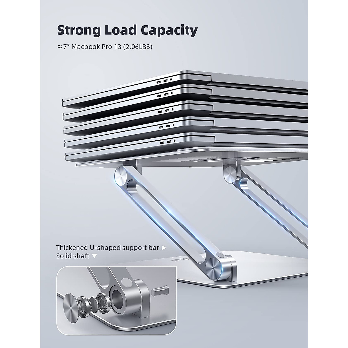 Lamicall Laptop Stand, Aluminum Laptop Riser, Ergonomic Laptop Stand for Desk, Computer Notebook Stand Compatible with MacBook Air Pro, Dell XPS, HP (10-15.6'') - Silver