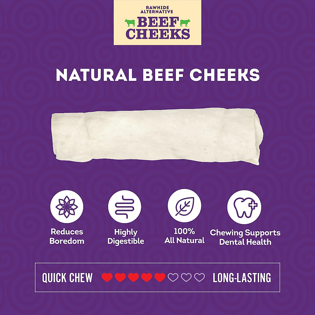 Treatly Cowcheek Rolls 6" Dog Chew Treats - Natural Flavor, 5 Count/1 Pack