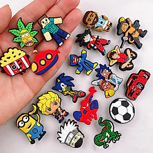 30 Pack Random Cartoon Anime Croc Charms Bulk Pins for Crock Boys Girls, Cute Cartoon Kids Toddler Croc Charms Bracelet Accessories for Wristband Decoration.