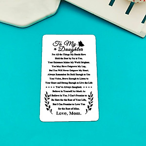Daughter Gifts from Mom Engraved Wallet Card for Daughter Birthday Christmas Graduation Gifts Mothers Day Wedding Day Gifts To My Daughter Wallet Card from Mom