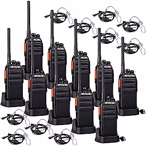 Retevis H-777S Walkie Talkies for Adults, 2 Way Radio Long Range, Walkie Talkies with Earpiece and Mic Set,USB Charging Base,Rugged Walkie Talkie Rechargeable for School Security Church (10 Pack)