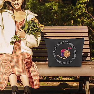 PWHAOO Funny Knitting Cosmetic Bag Knitting Storage Bag Yarn Crocheter Makeup Bag Knitting Lover Gift (Knitting Storage B)