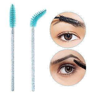 Akstore 100 Pack Disposable Eyelash Mascara Brushes Eyelash Brush Wands Applicator Makeup Kits (Colorful-Blue)