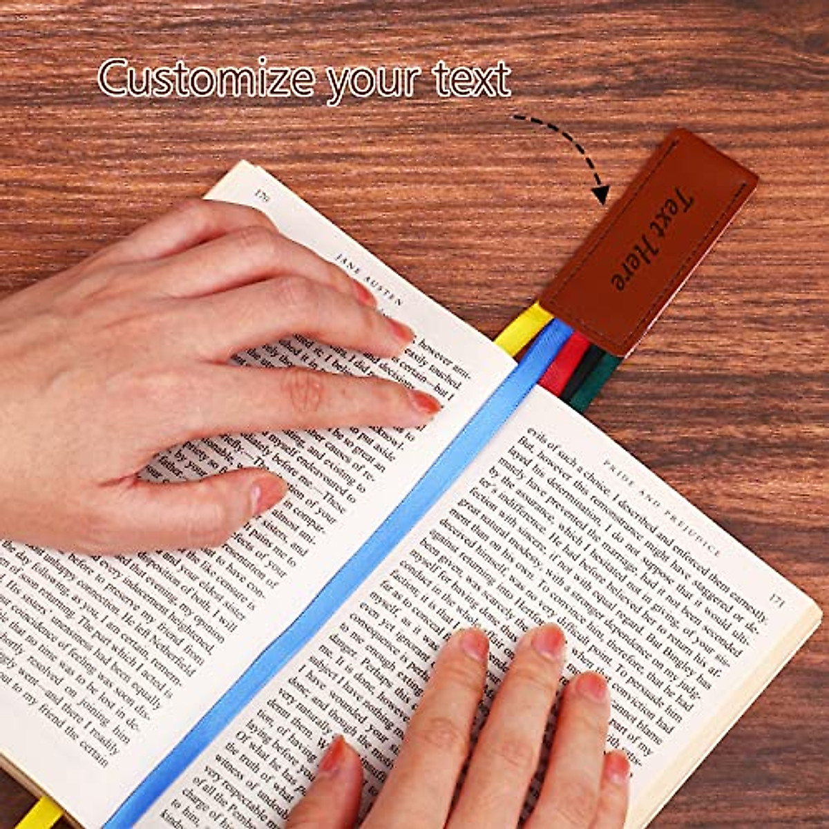 Bible Bookmark, 2 Pcs Personalized Leather Bookmark with Text, with Colorful Ribbons Bookmark for Books (2)