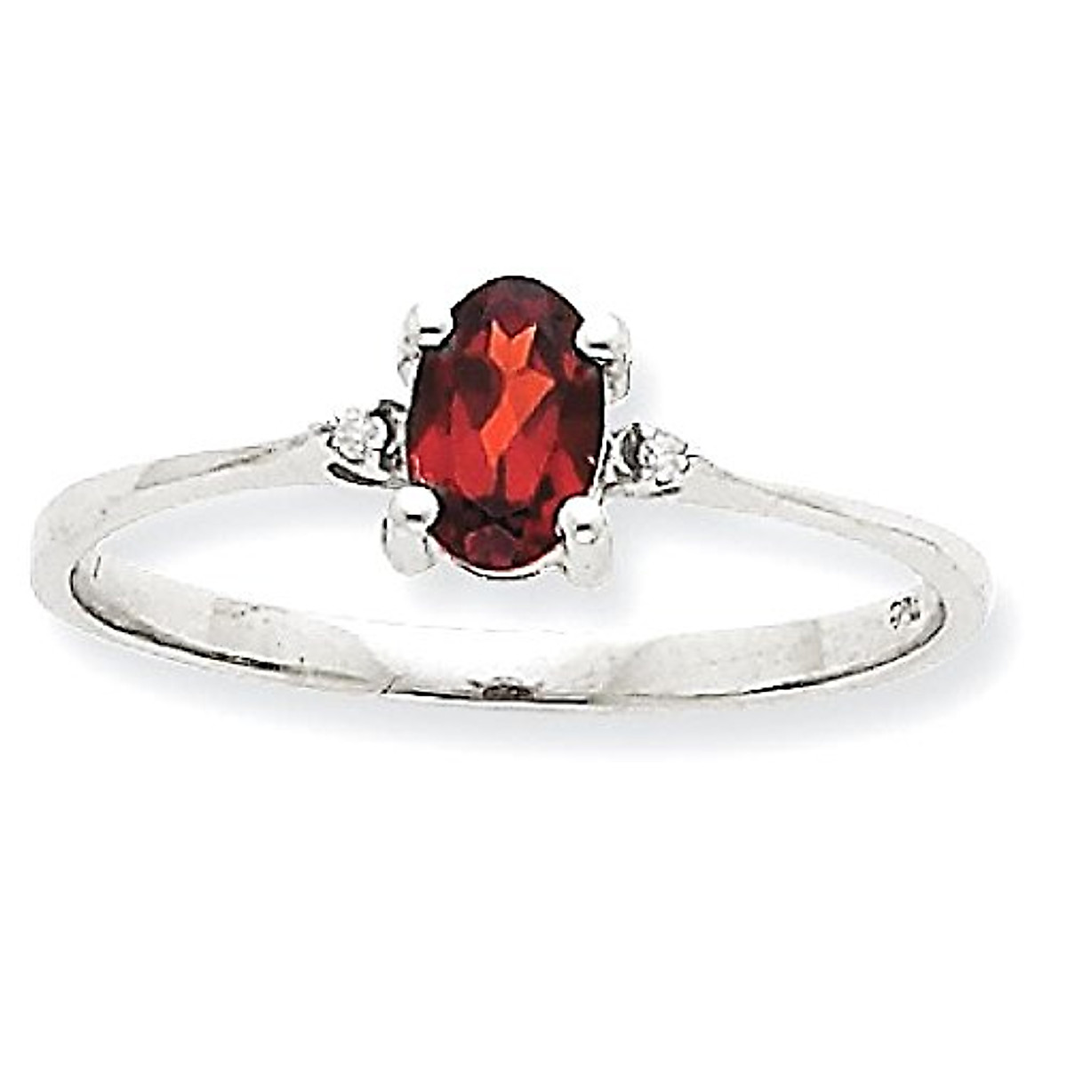 IceCarats 10K White Gold Diamond Red Garnet Ring Gemstone Band April January Birthstone Jewelry Size 6