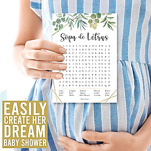 20 Greenery Juegos Para Baby Shower En Español - Juegos De Baby Shower En Español, Hilarious Baby Shower Games In Spanish, Spanish Baby Shower Games, Baby Shower Bingo Español, Quien Conoce Mas A Mama