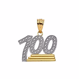 Certified 10k Two-Tone White and Yellow Gold 100 Points Trend Hip Hop Charm Pendant