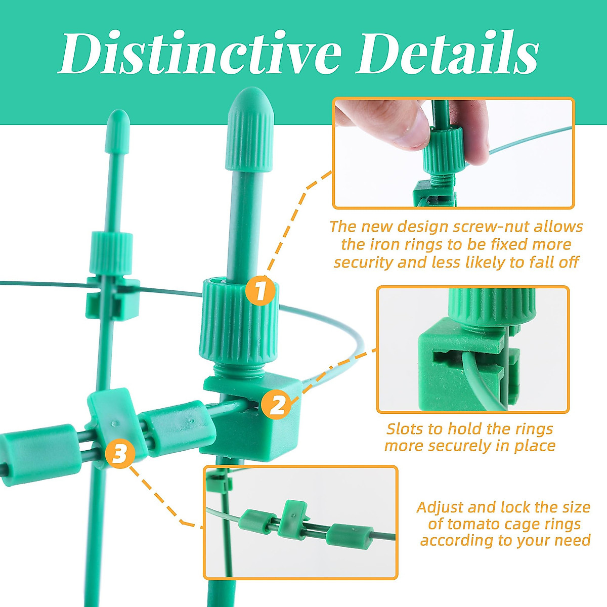 Tomato Cage Plant Support Cage for Garden 4 PACK, 18 Inch Tomato Trellis Garden Cages with 3 Adjustable Rings, Tomato Plant Stakes for Climbing Plants, Flowers, Fruit, Vegetables