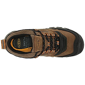 KEEN Men's Ridge Flex Low Height Waterproof Hiking Boots, Bison/Golden Brown, 10 Wide