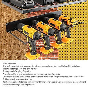 Power Tool Organizer, Power Tool Organizer Wall Mount, 2 Tiers Storage Rack, Large Heavy Duty Drill Holder, Wall Mounted Power Tool Holder for Garage, Warehouse, Workshop