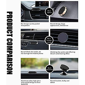 SALEX Flat Magnetic Phone Mounts 3 Pack. Black Cell Phone Holder for Car Dashboard, Wall, Truck. Universal Stick on iPad Wall Magnet Mount Kit for Tablets, Smartphones. Magnetic Phone Mount for iPhone